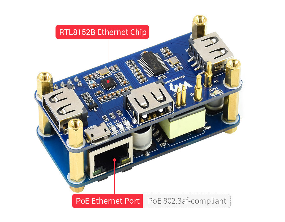 1x RJ45 Ethernet , 3x USB 2.0 HUB portbővítő Raspberry PI Ze